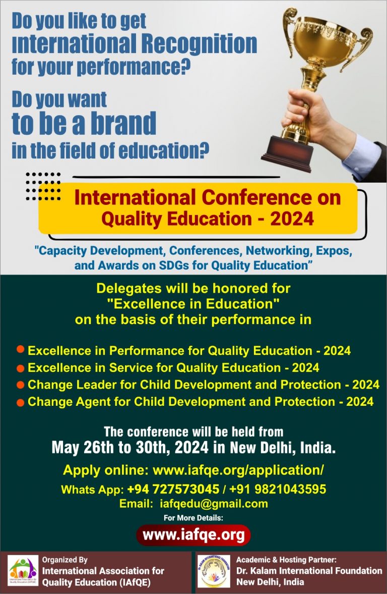 International Conference on Quality Education – 2024, New Delhi, India ...