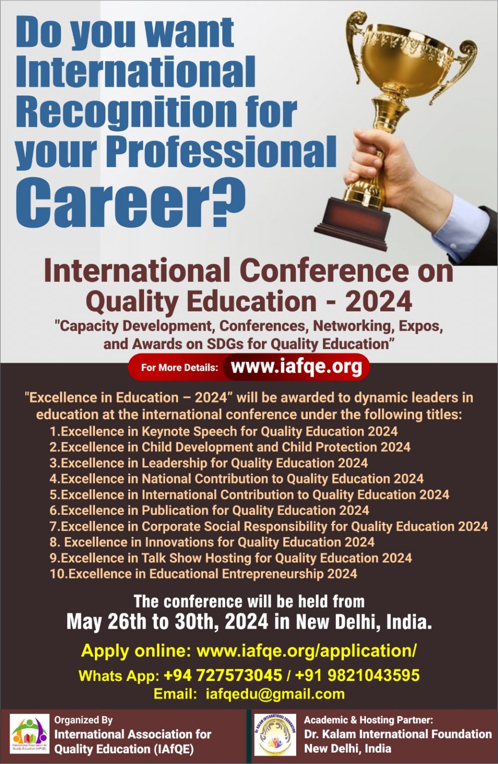 International Conference on Quality Education – 2024 July – IAfQE